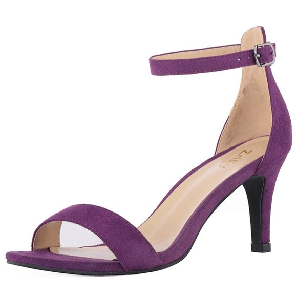 Shoes | Purple Suede Woman Ankle Strap Open Toe Heel Shoe | Poshmark